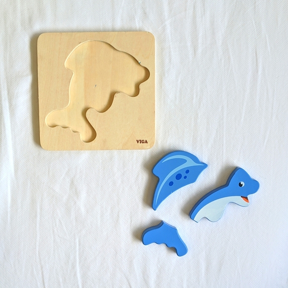 viga | Toys | 35 Viga 3 Piece Wooden Dolphin Puzzle For Toddlers | Poshmark